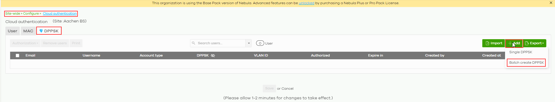 Nebula [DPPSK/Captive Portal] - Dynamic Password setup for WiFi in ...
