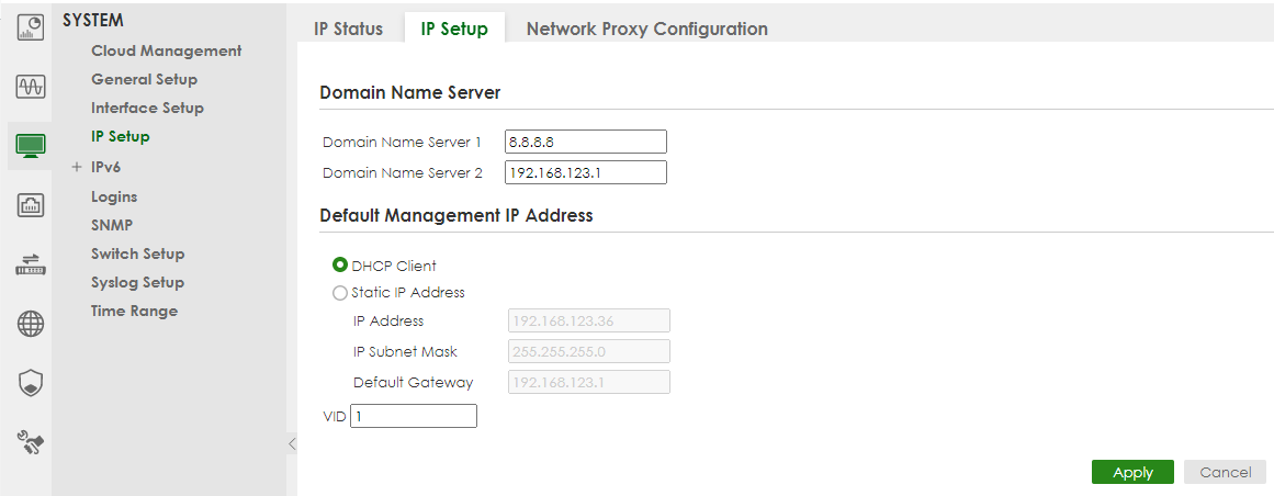 Network Switch - Change the switch management IP address [First Login ...