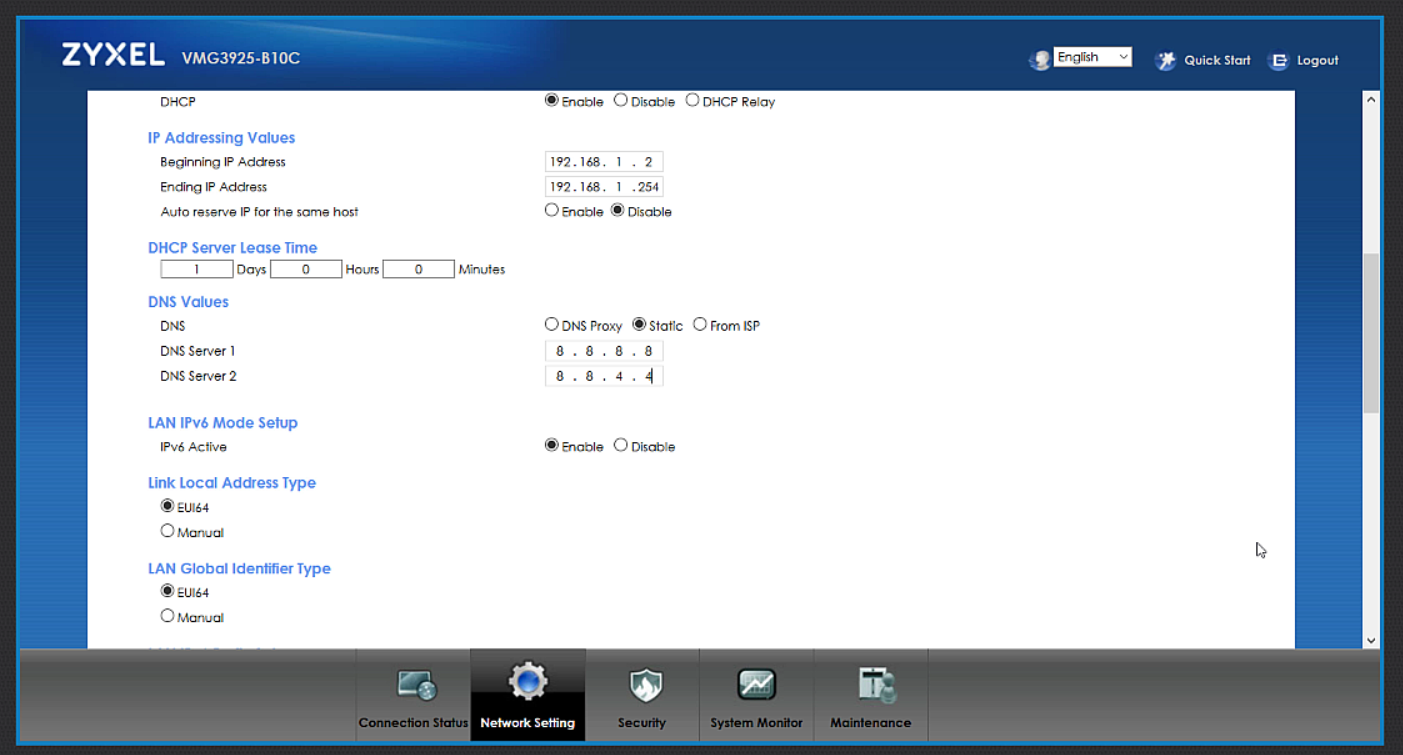 Zyxel VMG [Routers] - How to change LAN and DNS / DHCP settings on the ...