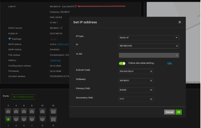 Nebula [Switch] - Configure Switch with Static IP to connect to ...