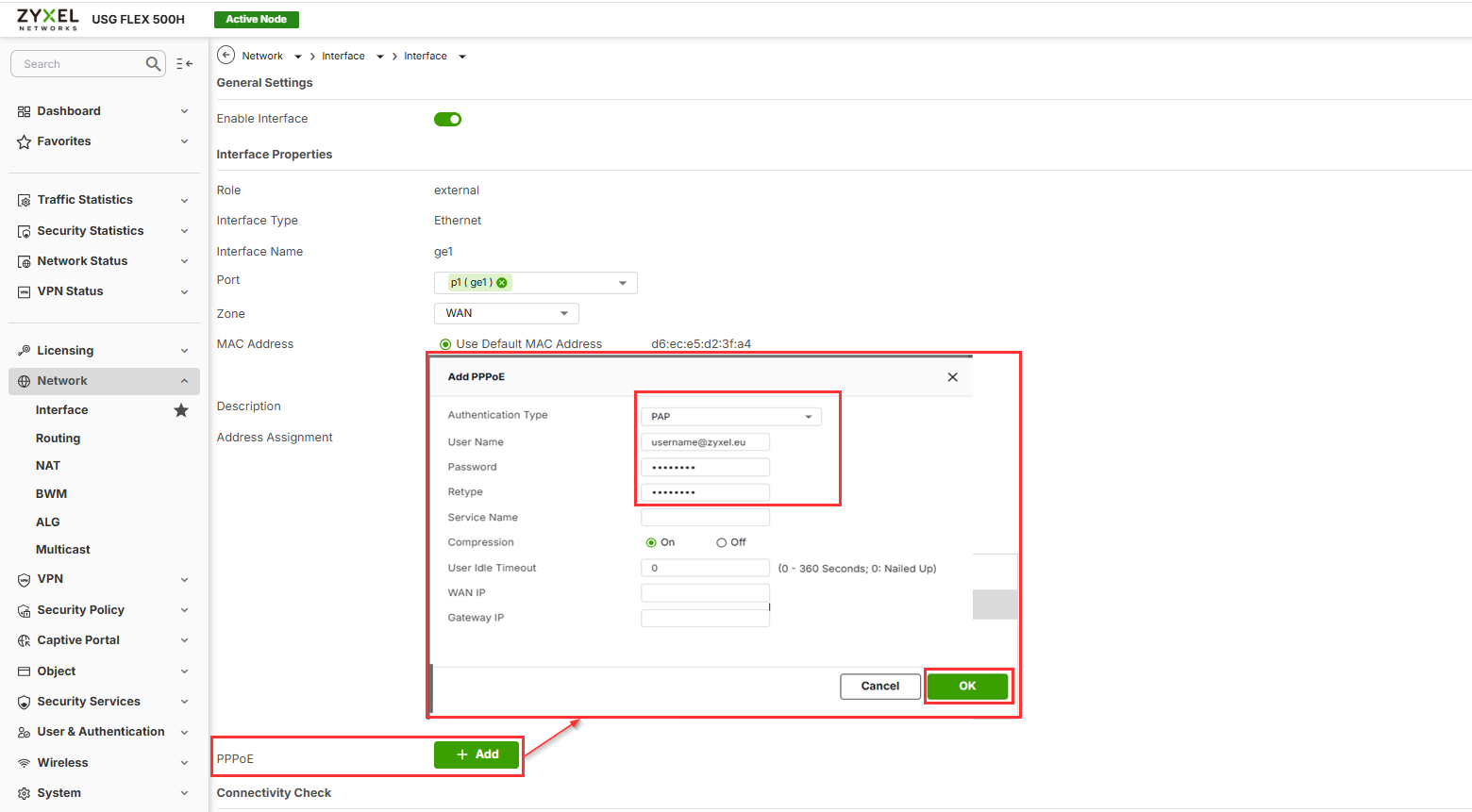 How to Configure PPPoE on the WAN Interface of Zyxel USG FLEX H Series – Zyxel Support Campus EMEA