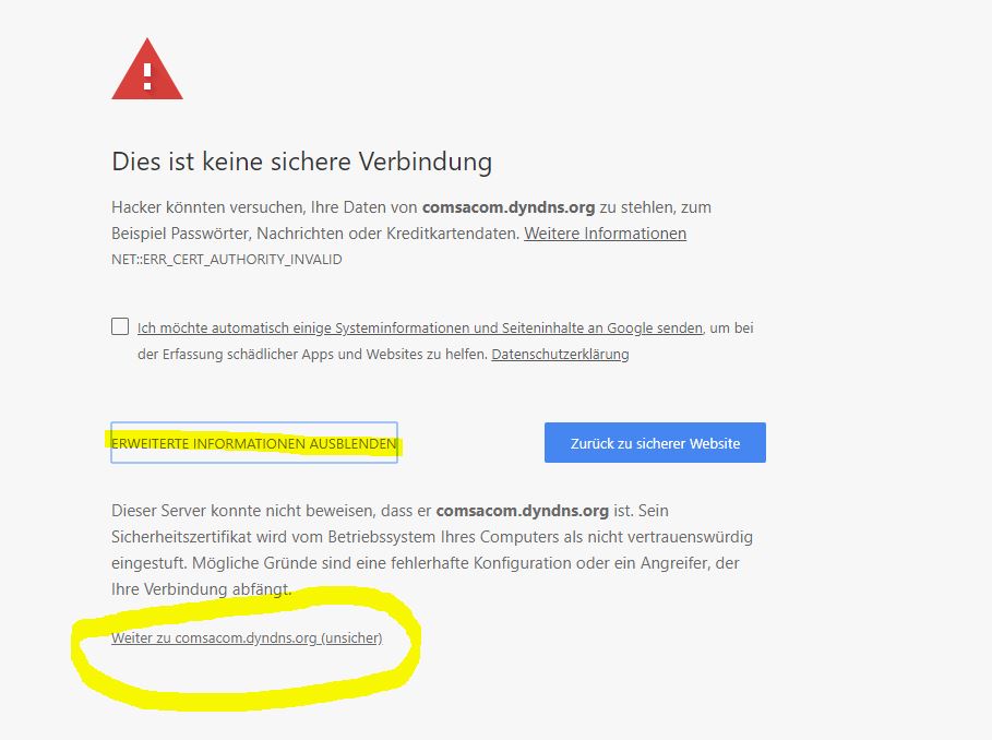 "This is not a secure connection"- Warning on a Web GUI / VPN 2FA ...
