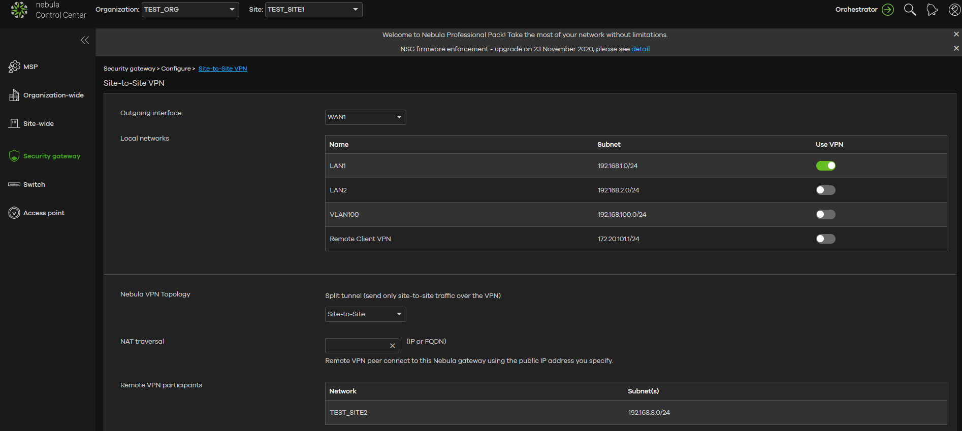 Nebula VPN - Configure Site-to-Site VPN in Nebula between two Nebula ...