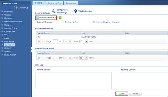 Firewall High Availability [HA Pro] - Device HA Pro redeploy – Zyxel ...