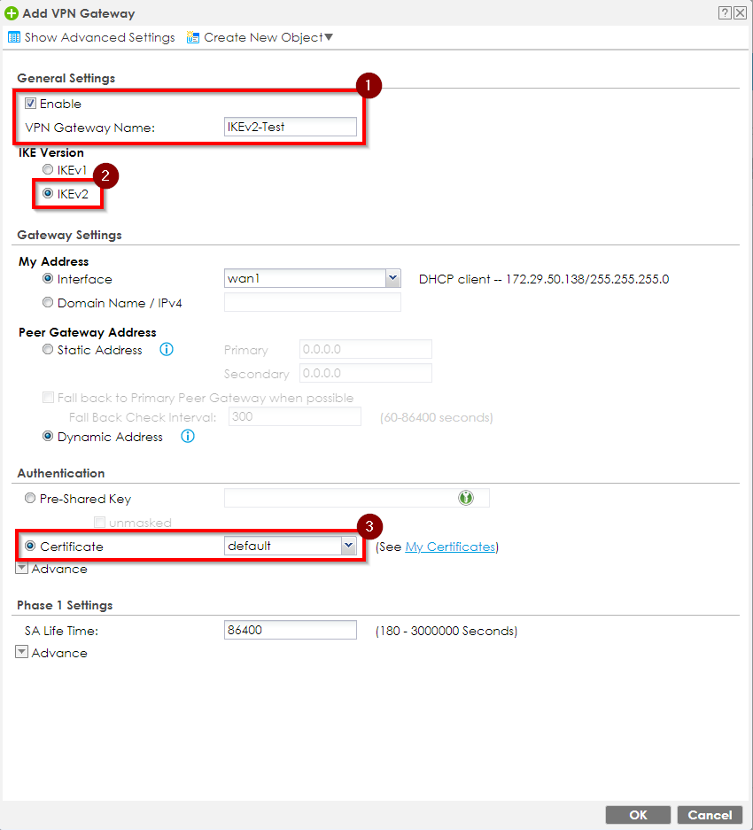 VPN - Configure IKEv2 with Certificate [On-Premise Firewall with 2FA] – Zyxel Support Campus EMEA